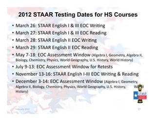 STAAR High School Presentation | PDF | Standardized Testing ...