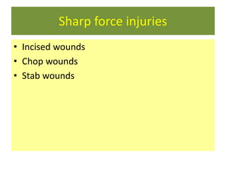 Stab and chop wounds mb singh 2020 | PPTX