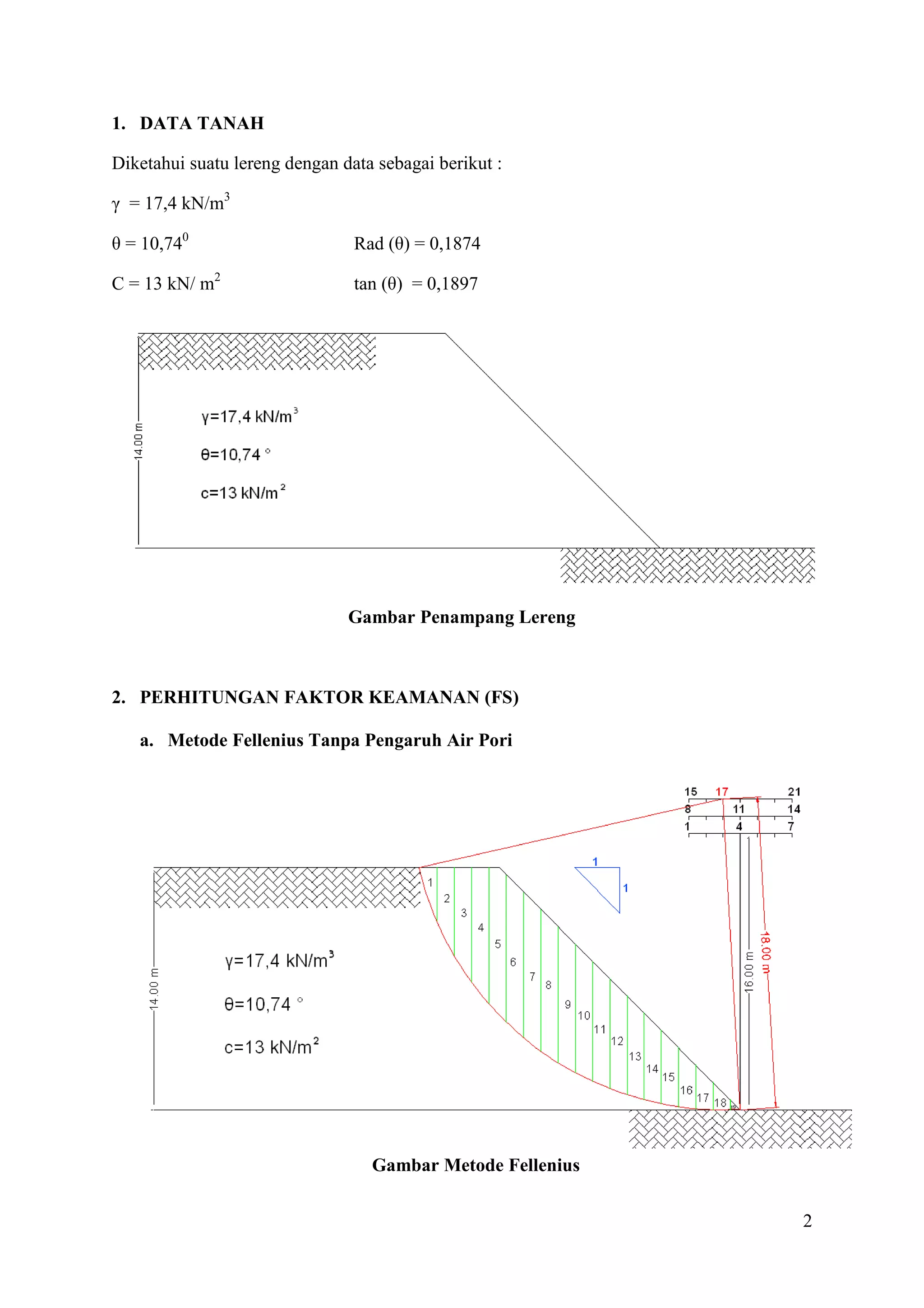 Stabilitas lereng-menggunakan-metode-fellenius-dan-slope-w-2007 | PDF
