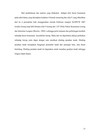 Stabilitas lereng-menggunakan-metode-fellenius-dan-slope-w-2007 | PDF