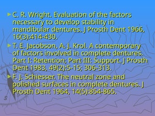 stability in complete dentures / / PPT | PPT