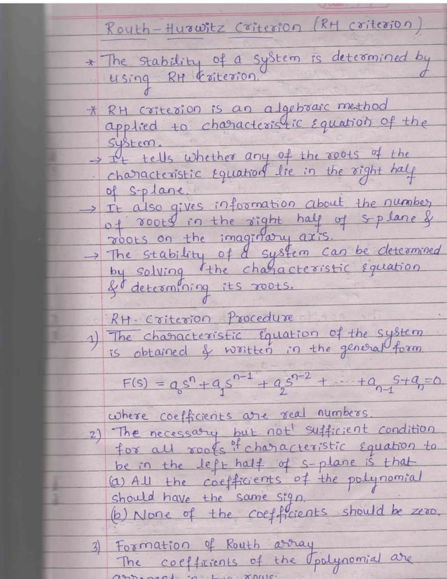 Stability analysis using Routh-Hurwitz Criterion | PDF