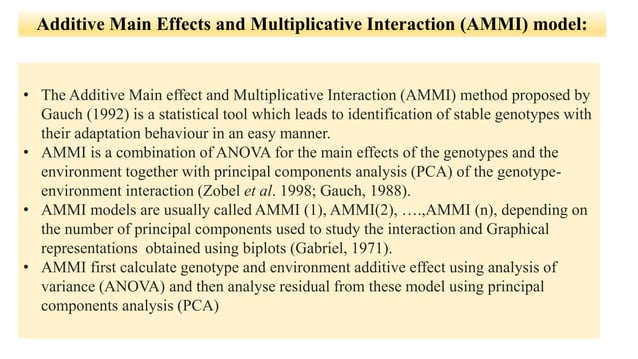 Models for Stability Analysis (AMMI andBiplots).pptx | Agriculture ...