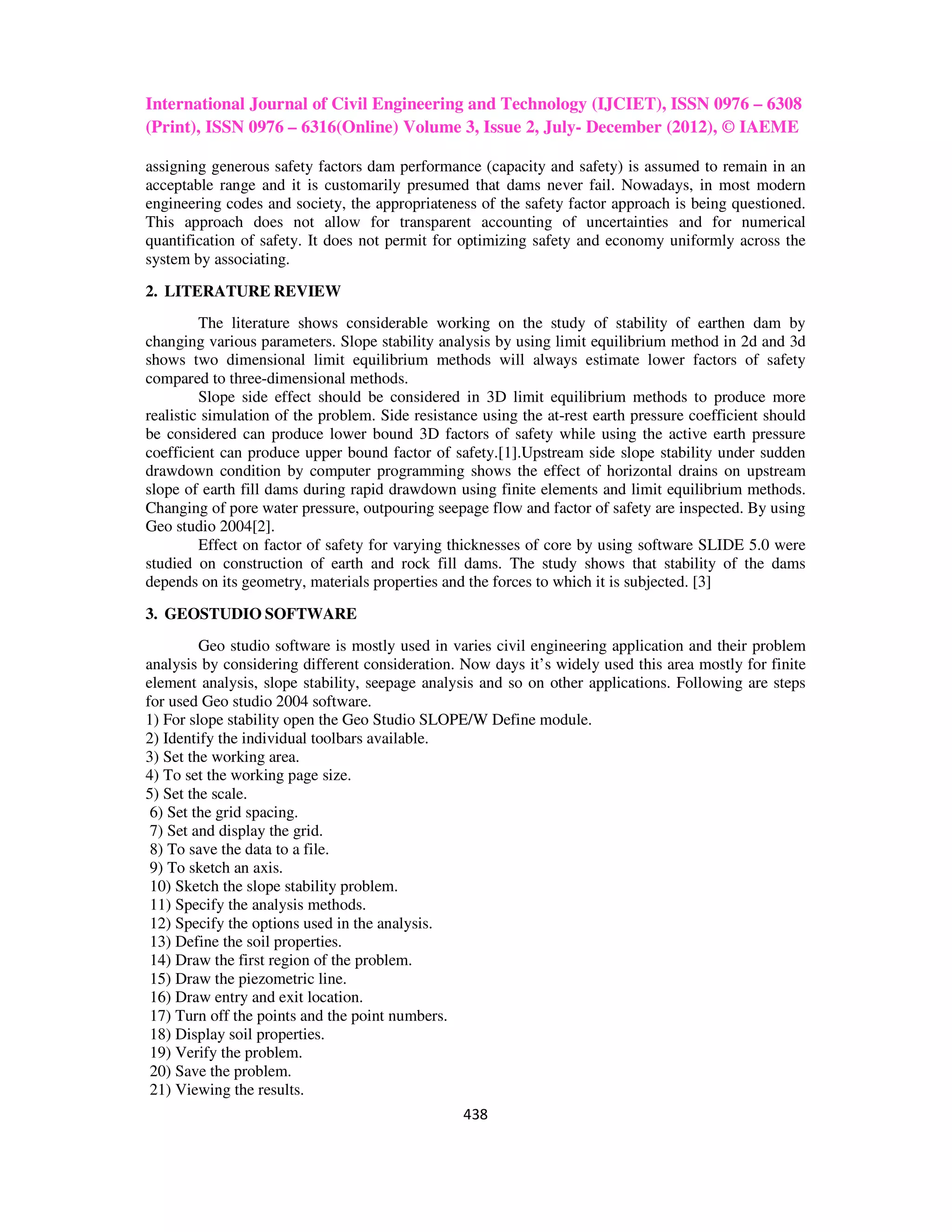 Stability analysis of earth dam by geostudio software | PDF