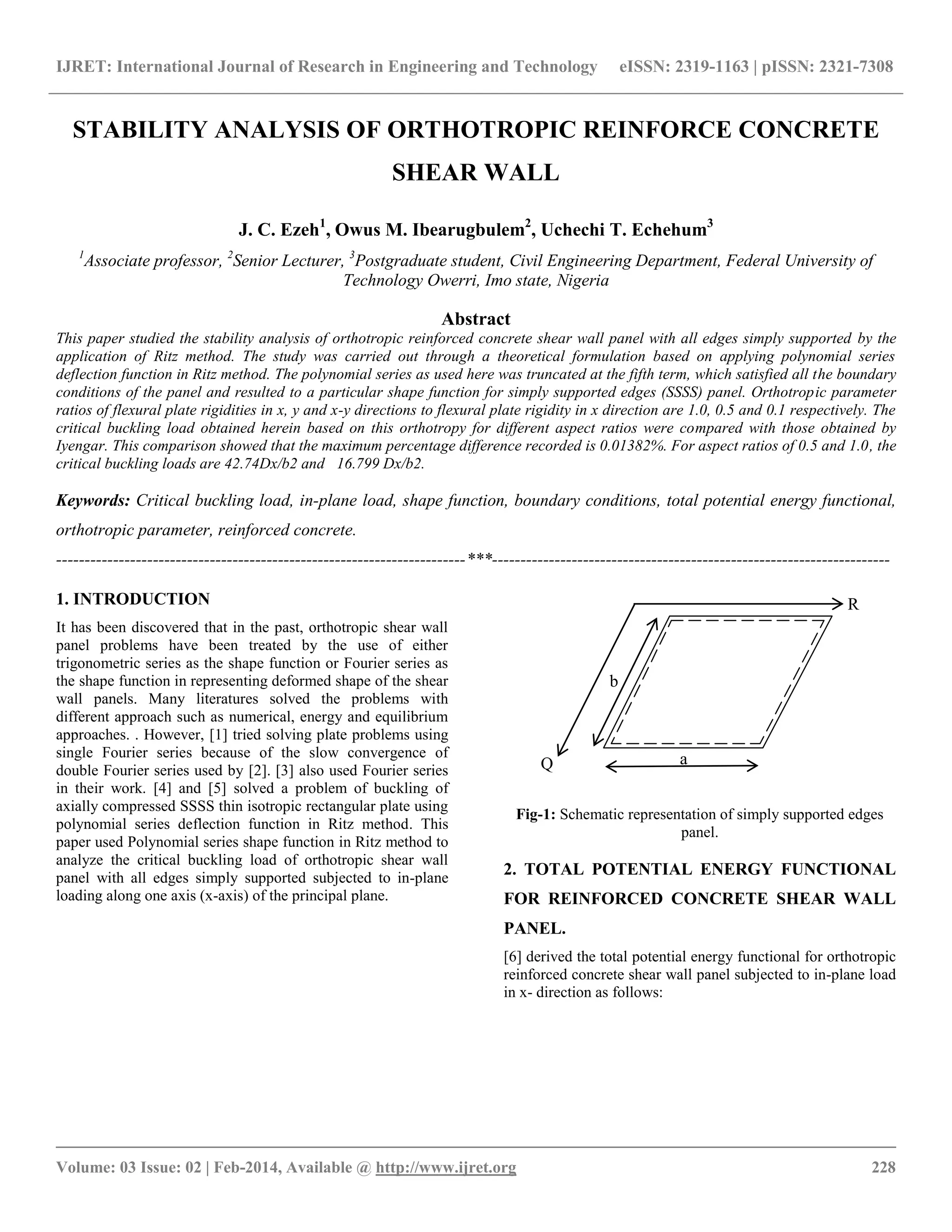 Stability analysis of orthotropic reinforce concrete shear wall | PDF