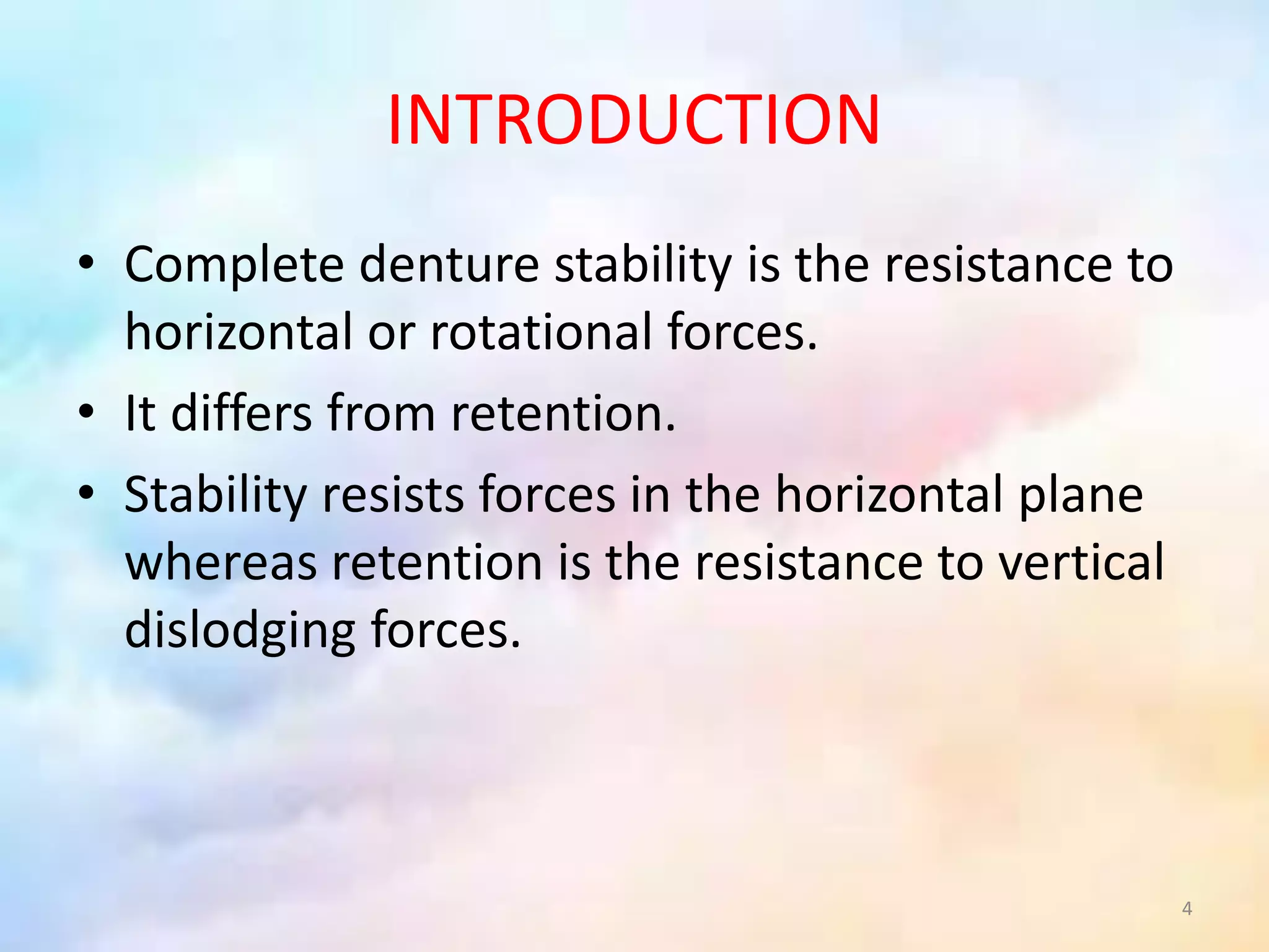 Stability and support in complete denture | PPTX