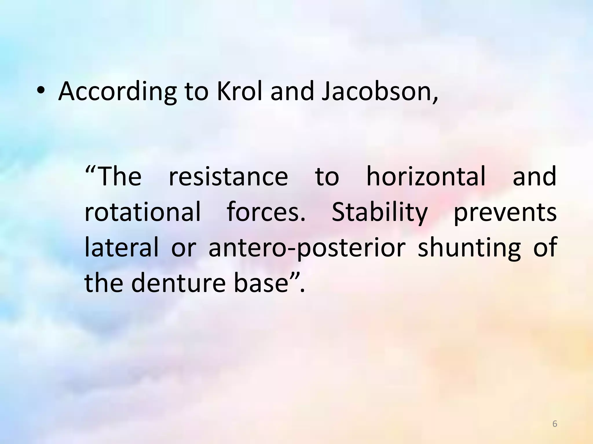 Stability and support in complete denture | PPTX
