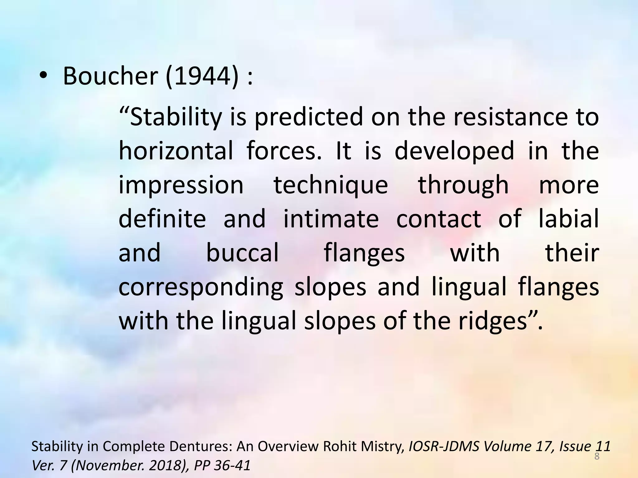 Stability and support in complete denture | PPTX