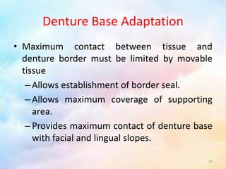 Stability and support in complete denture | PPTX