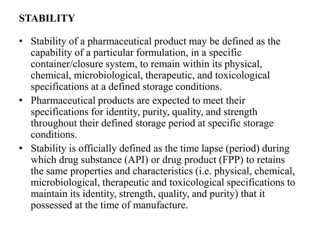 Stability basic concepts and purposes | PPTX | Pharmaceutical Industry | Industries