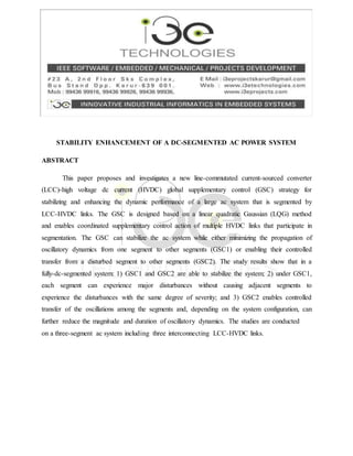 Stability enhancement of a dc segmented ac power system | DOCX