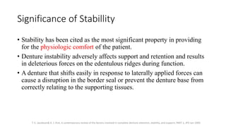 Stability in complete denture | PPTX