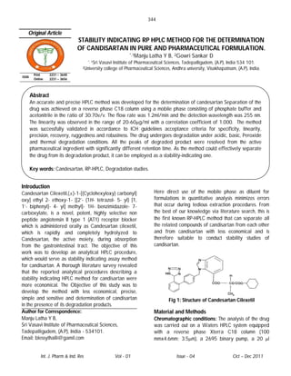 Stability indicating rp hplc method for the determination of candisartan | PDF | Pharmaceutical ...