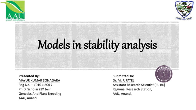 Stability models | PPTX | Genetics | Science