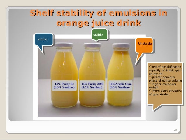 Stability of beverages emulsions