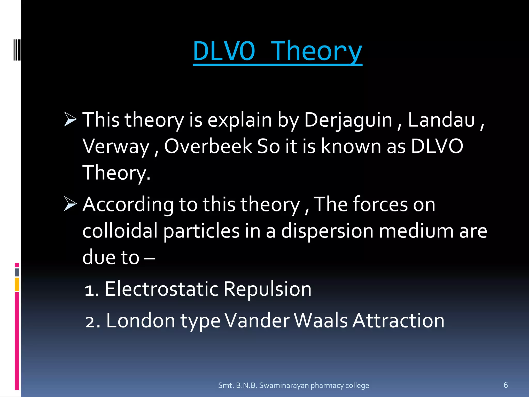DLVO theory-Stability of colloids ( lyophobic ) | PPTX