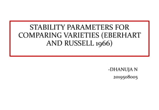 Stability parameters for comparing varieties (eberhart and russell 1966 ...