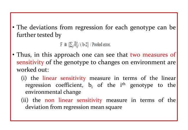 Stability parameters for comparing varieties (eberhart and russell 1966) | PPTX