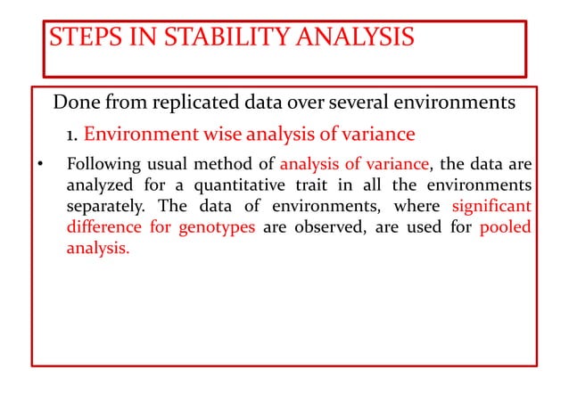 Stability parameters for comparing varieties (eberhart and russell 1966) | PPTX