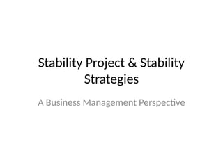 Stability_Project_Strategies.pptx ipuniversiry | PPTX