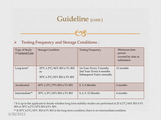 Stability studies during different stages of drug and product ...