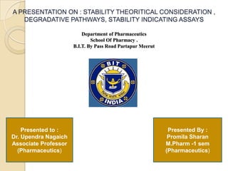 Stability studies of drugs | PPTX