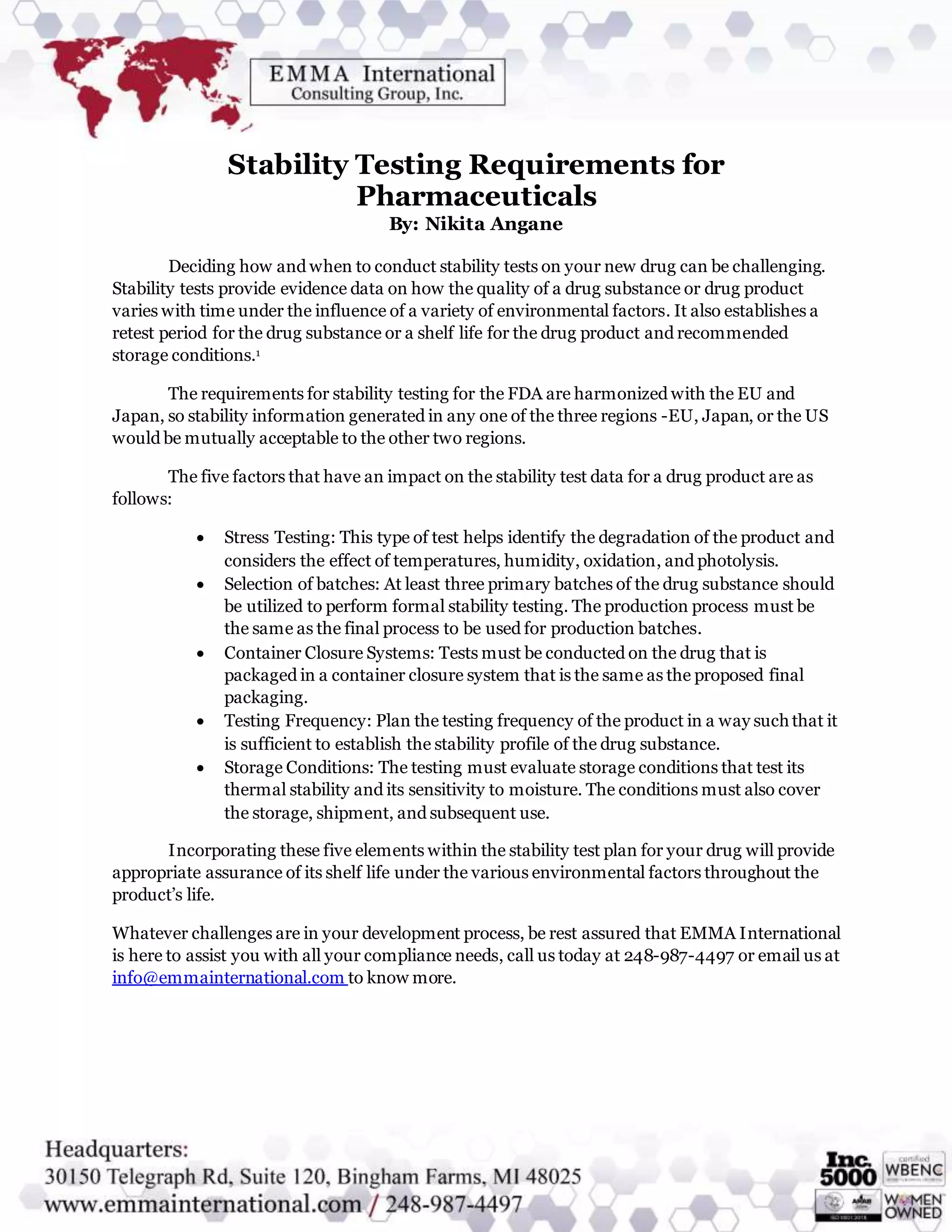 Stability Testing Requirements for Pharmaceuticals | DOCX