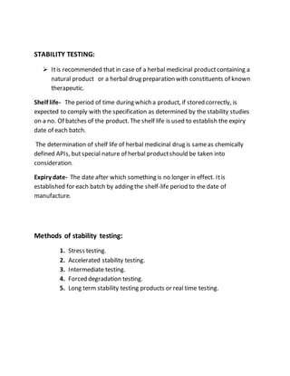 Stability testing of natural products.docx | Chemistry | Science