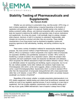 Stability Testing of Pharmaceuticals and Supplements | DOCX