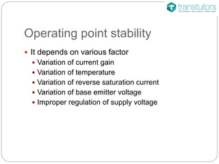 Stabilization Of Operating Point | Electrical Engineering | PPTX