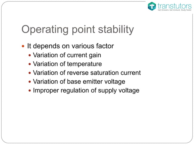 Stabilization Of Operating Point | Electrical Engineering | PPTX