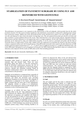 Stabilization of pavement subgrade by using fly ash reinforced with geotextile | PDF