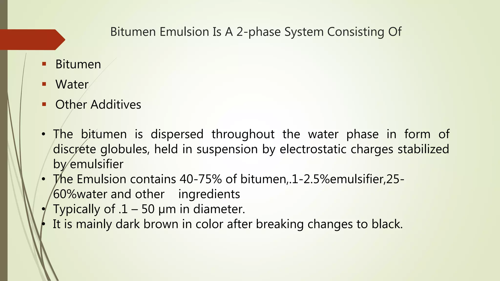 Stabilization of soil using bitumenous emulsions | PPTX
