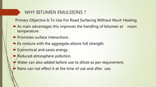 Stabilization of soil using bitumenous emulsions | PPTX