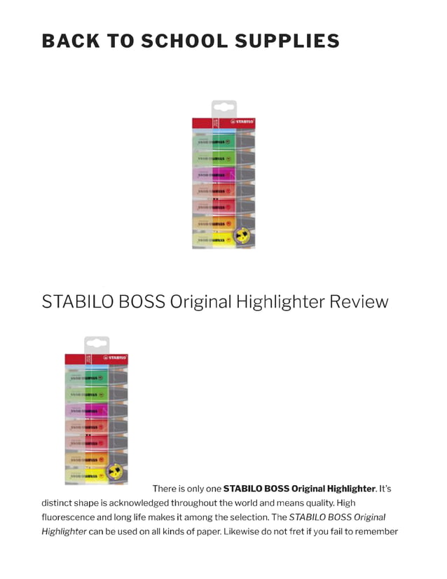 Stabilo boss original highlighter review | PDF