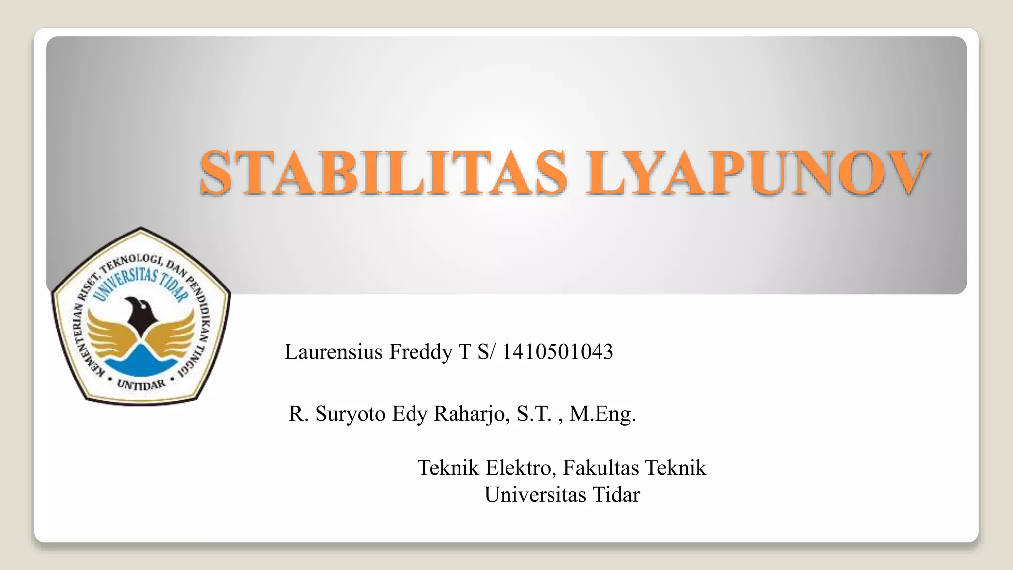 Stabiltas Lyapunov | PPTX