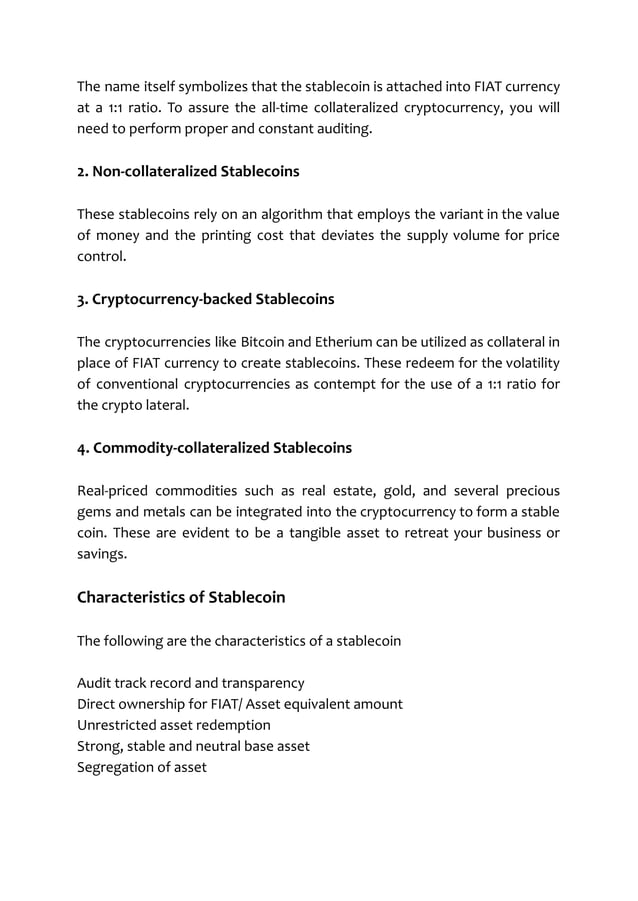 Stablecoin development types, highlights and characteristics | PDF