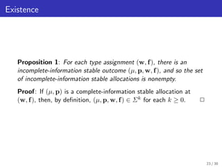 Stable matching with incomplete information | PPT