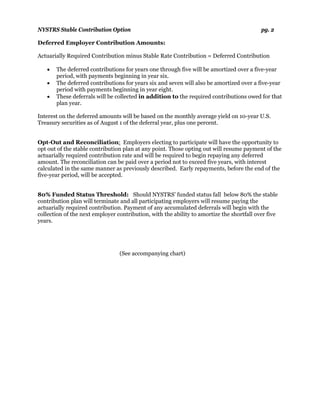 Stable Contribution Option for Certain NYSTRS Participating Employers | PDF