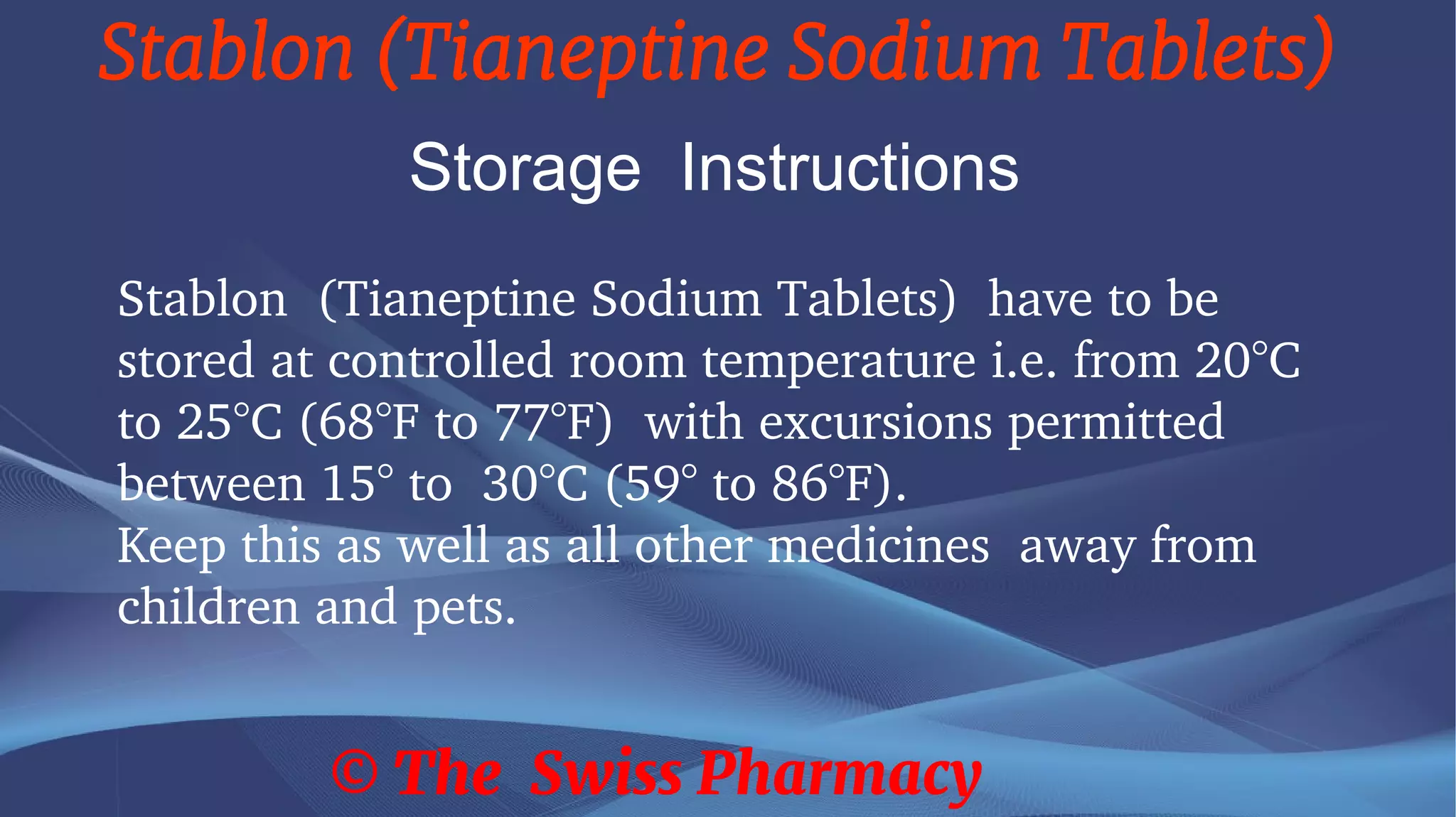 Stablon (Tianeptine Sodium Tablets) | PDF