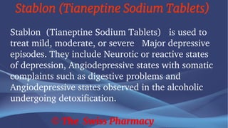 Stablon (Tianeptine Sodium Tablets) | PDF