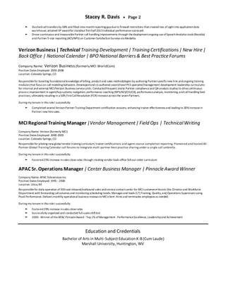 Stacey davis resume2_13 | DOCX | Computer Software and Applications | Computing