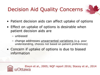 Dawn Stacey, Theory and Knowledge of Patient Decision Aids: the ...