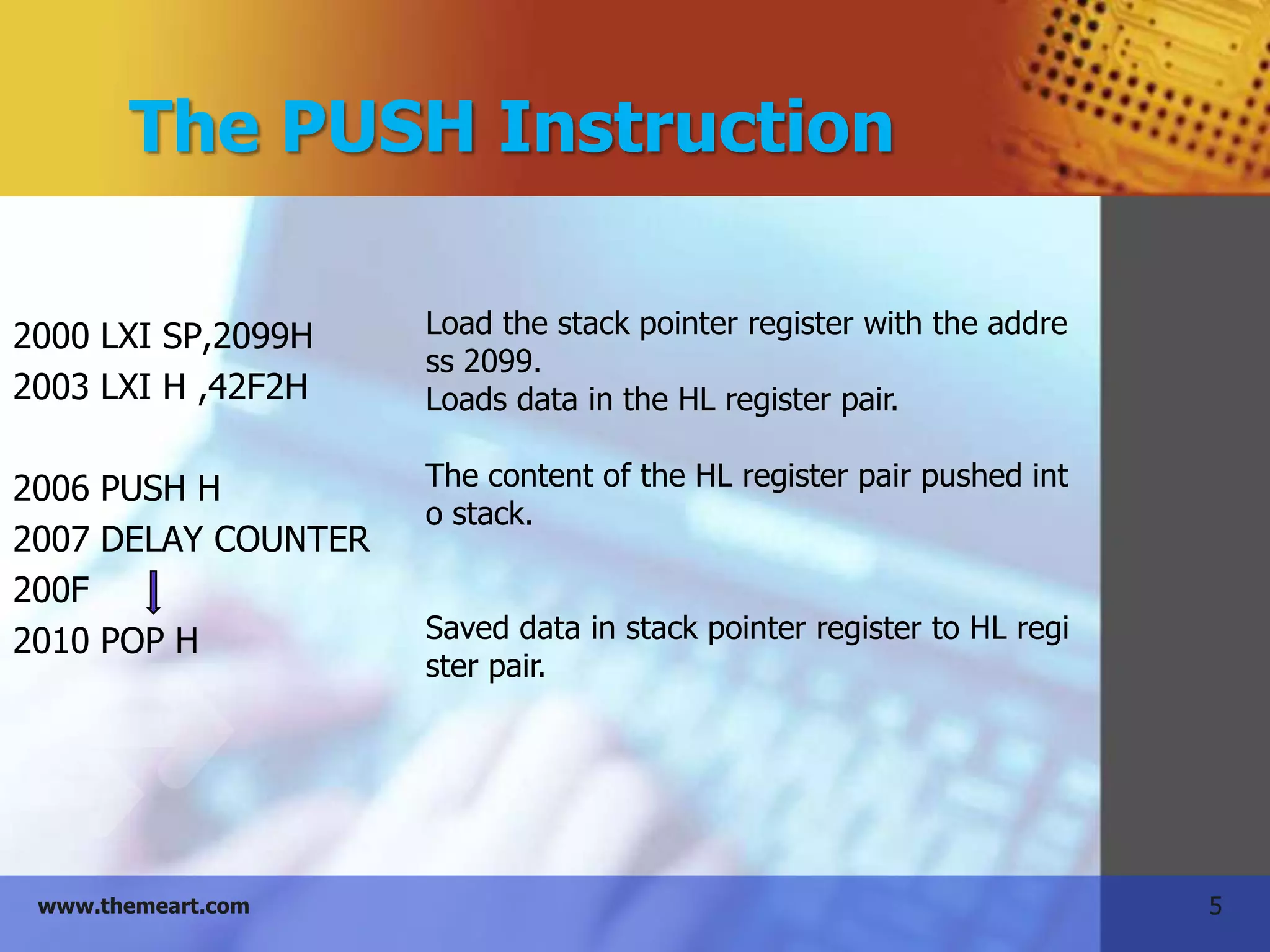 Stack in microprocessor 8085(presantation) | PPTX | Programming ...