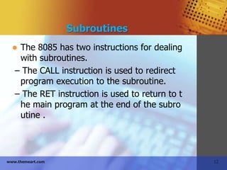 Stack in microprocessor 8085(presantation) | PPTX | Programming Languages | Computing