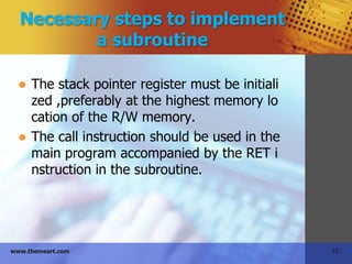 Stack in microprocessor 8085(presantation) | PPTX | Programming Languages | Computing