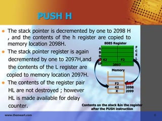 Stack in microprocessor 8085(presantation) | PPTX | Programming Languages | Computing