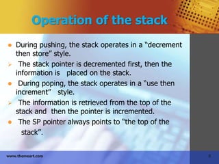 Stack in microprocessor 8085(presantation) | PPTX | Programming Languages | Computing