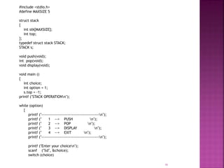 Stack of Data structure | PPTX | Programming Languages | Computing