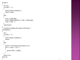 Stack of Data structure | PPTX | Programming Languages | Computing